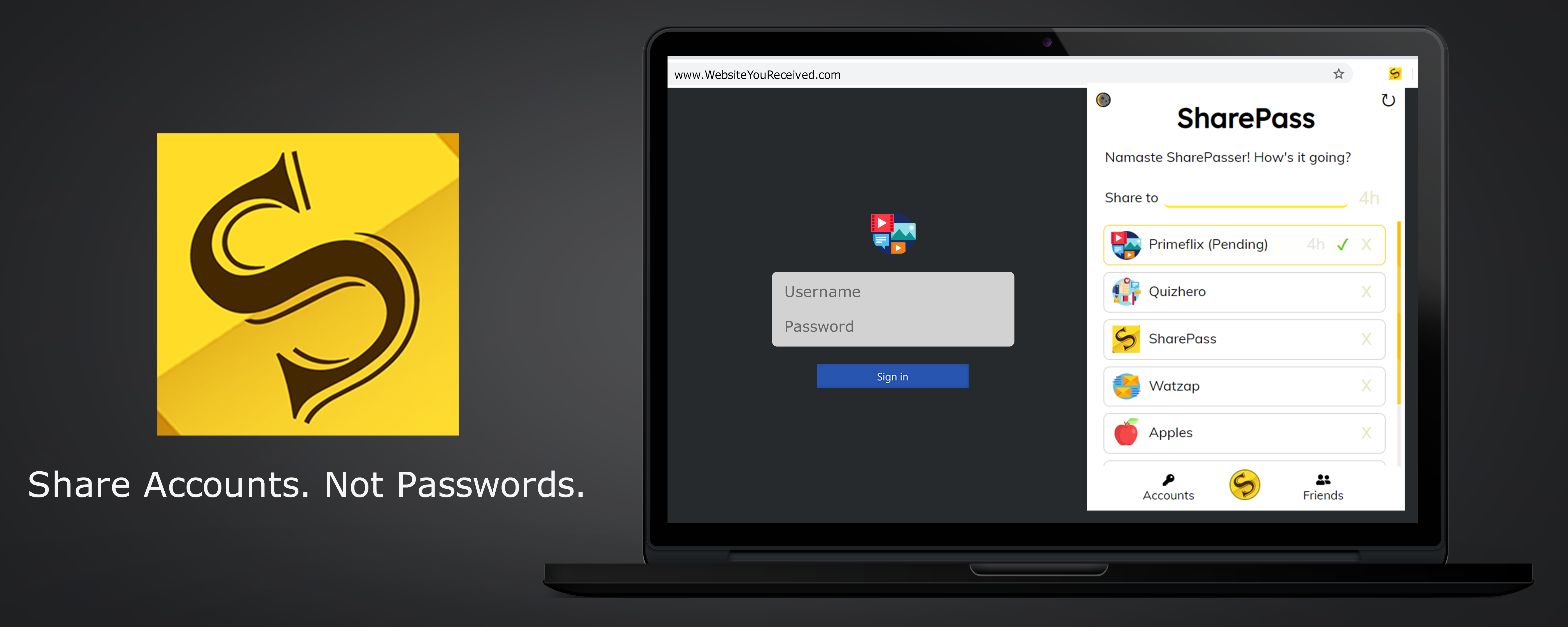 SharePass - Share Accounts. Not Passwords.